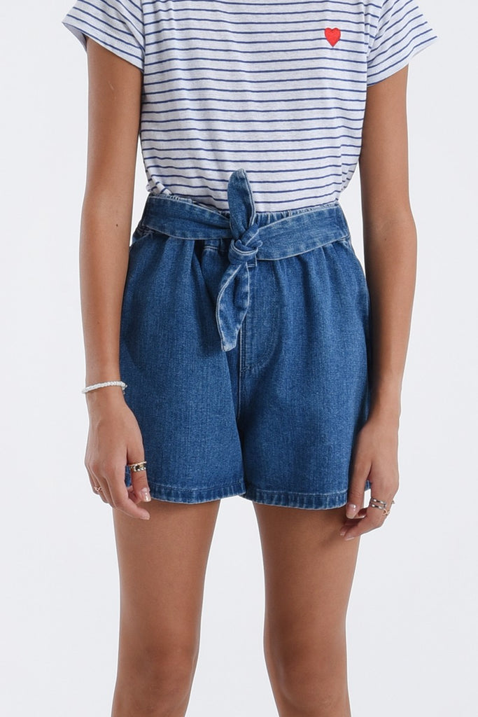 Mini Molly Denim Shorts with Tie – SweetPea Couture Tulsa